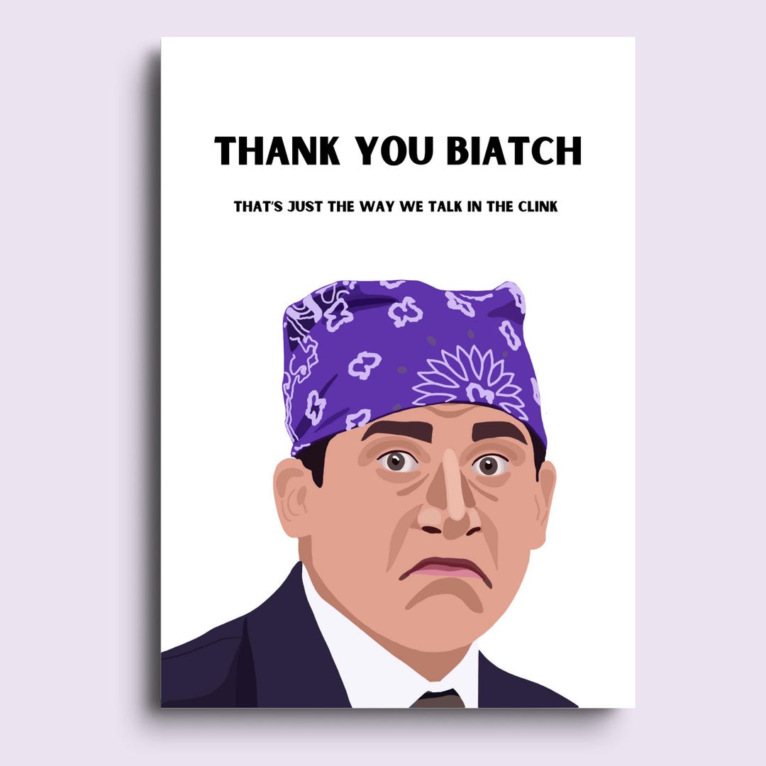 The Office Card | Michael Scott Card | Funny Thank You Card | Prison ...