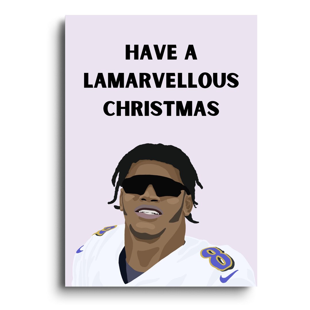 NFL Inspired Christmas Card | Lamar Jackson Card | American Football - Etsy