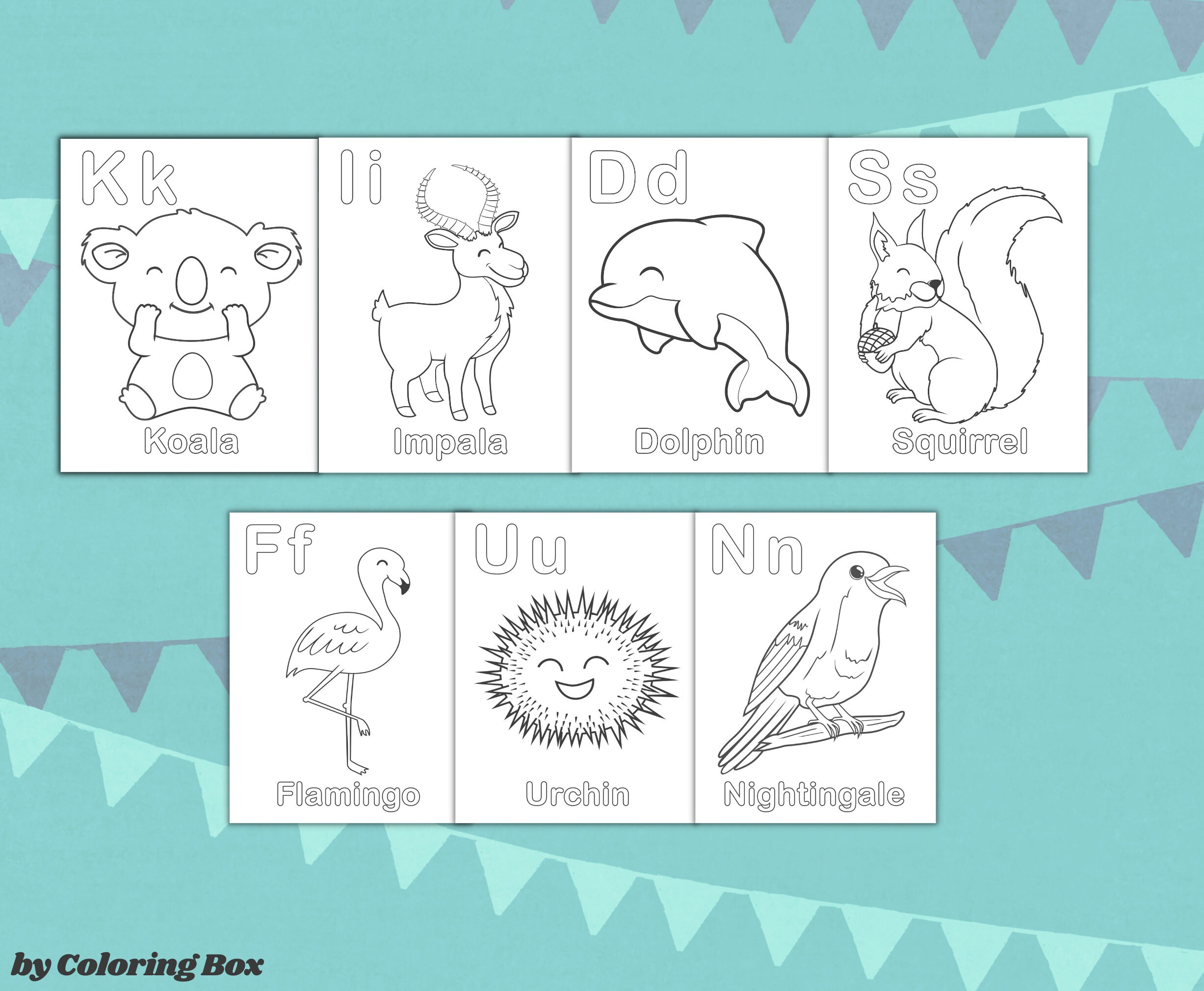Kids Animal Alphabet Coloring Pages - Etsy Canada