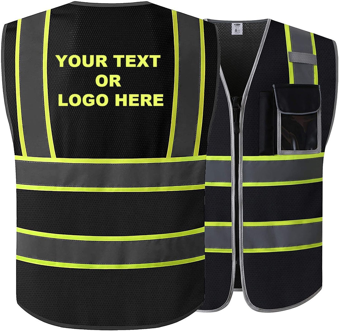 Personalized Safety Vest Black or Blue - Etsy