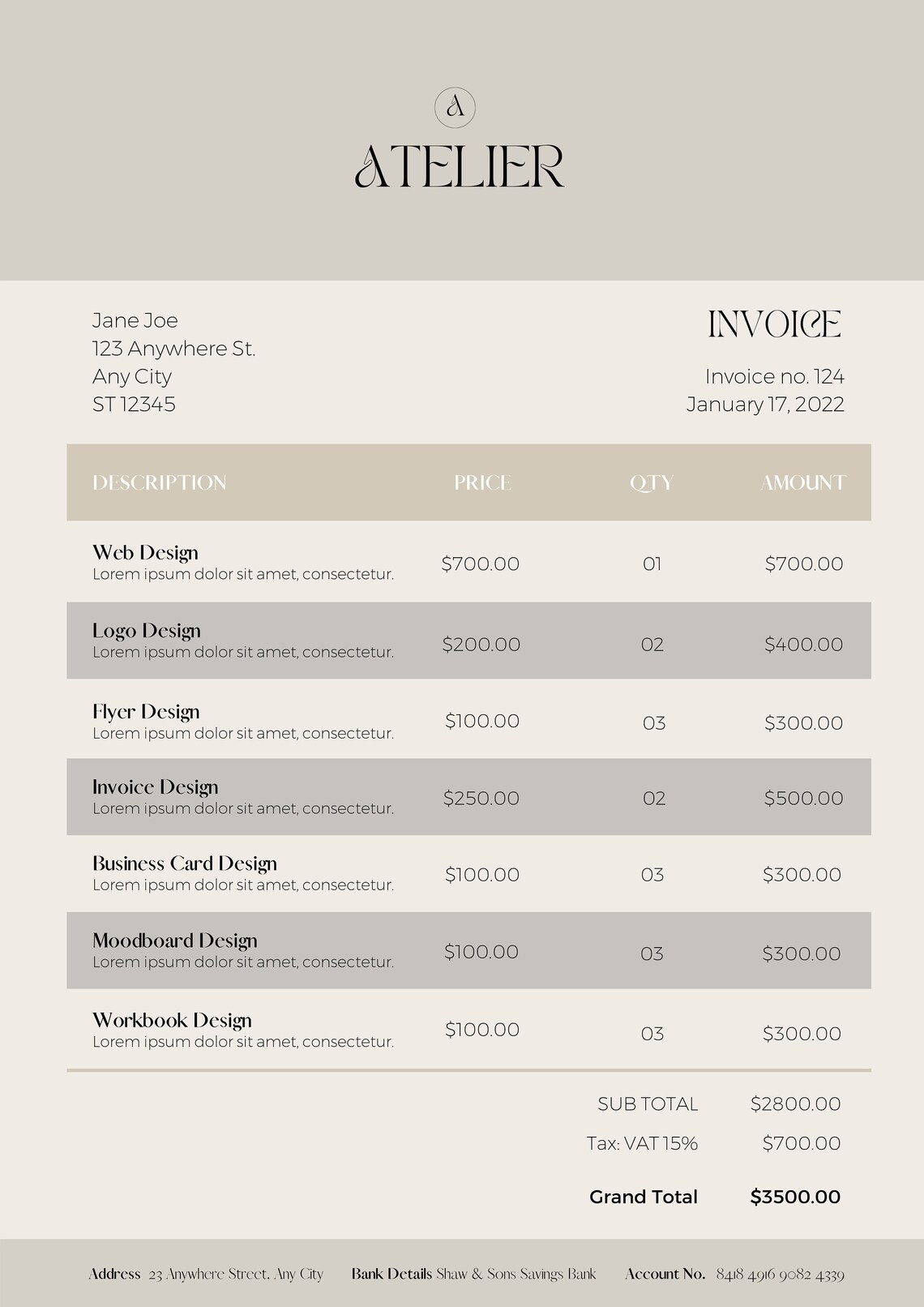 Invoice Photography Template, Wedding Invoice Photography Template ...