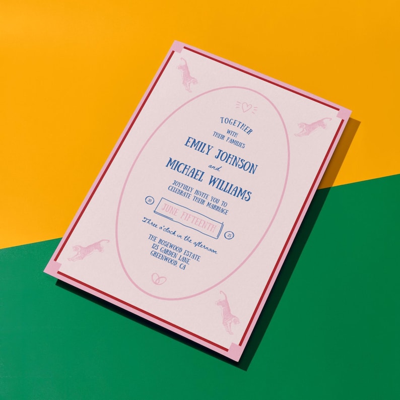 Quirky Wedding Suite – Funky, Wavy Border, Handdrawn, Customizable ...