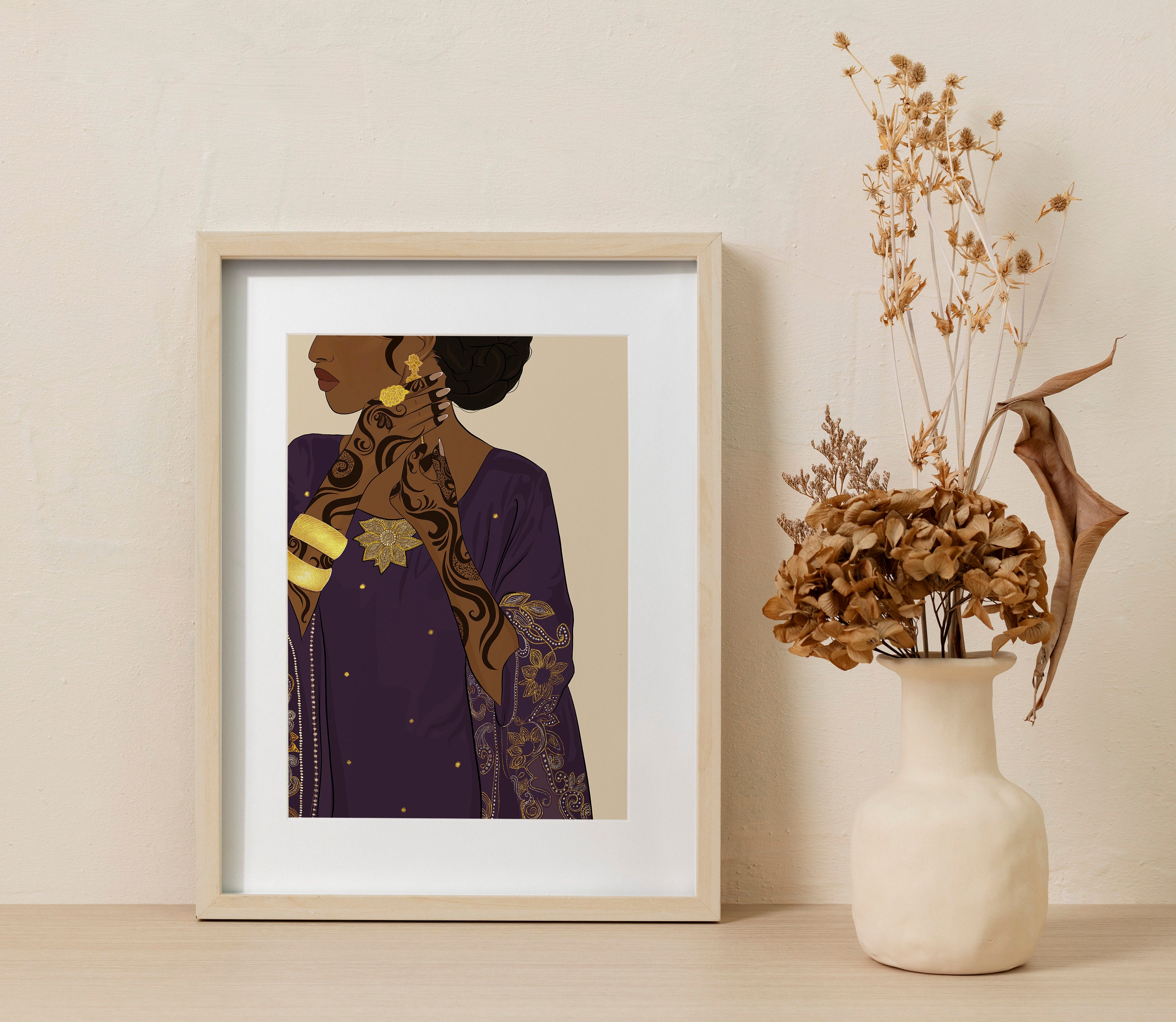 Purple Dress Illustration| Dirac | Arab Kaftan | Wedding |DIGITAL ...