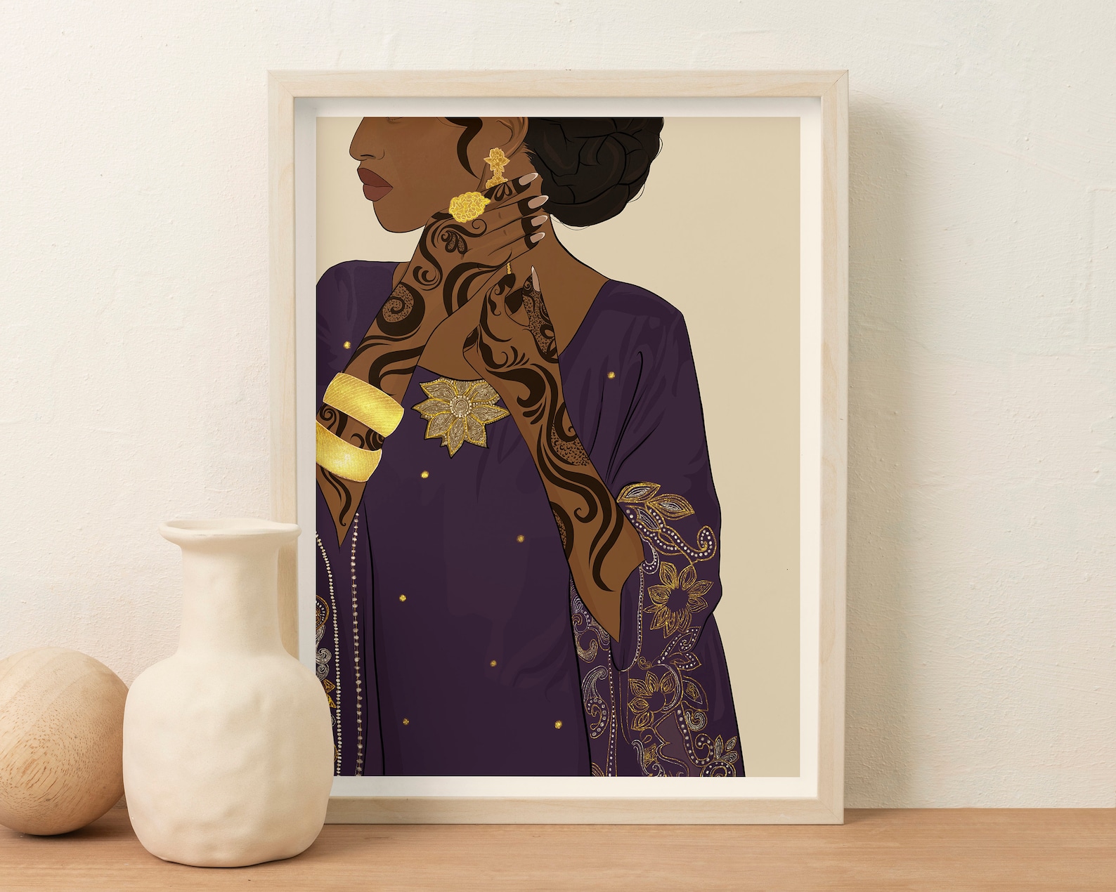 Purple Dress Illustration| Dirac | Arab Kaftan | Wedding |DIGITAL ...