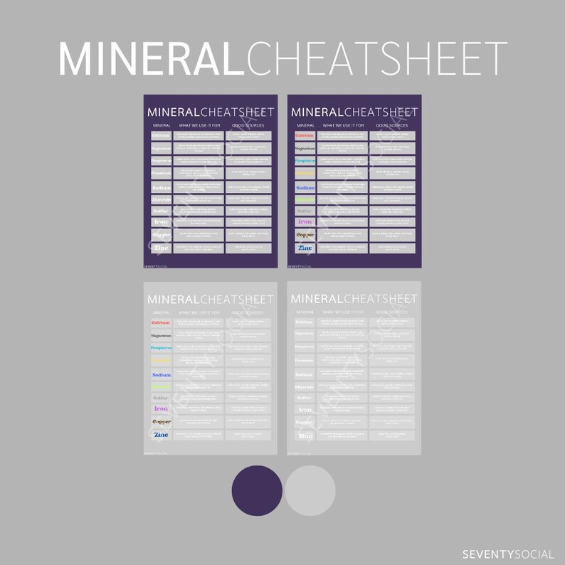 Mineral Cheat Sheet Nutrition Wellness Digital Guide Chart Poster 8.5 X ...