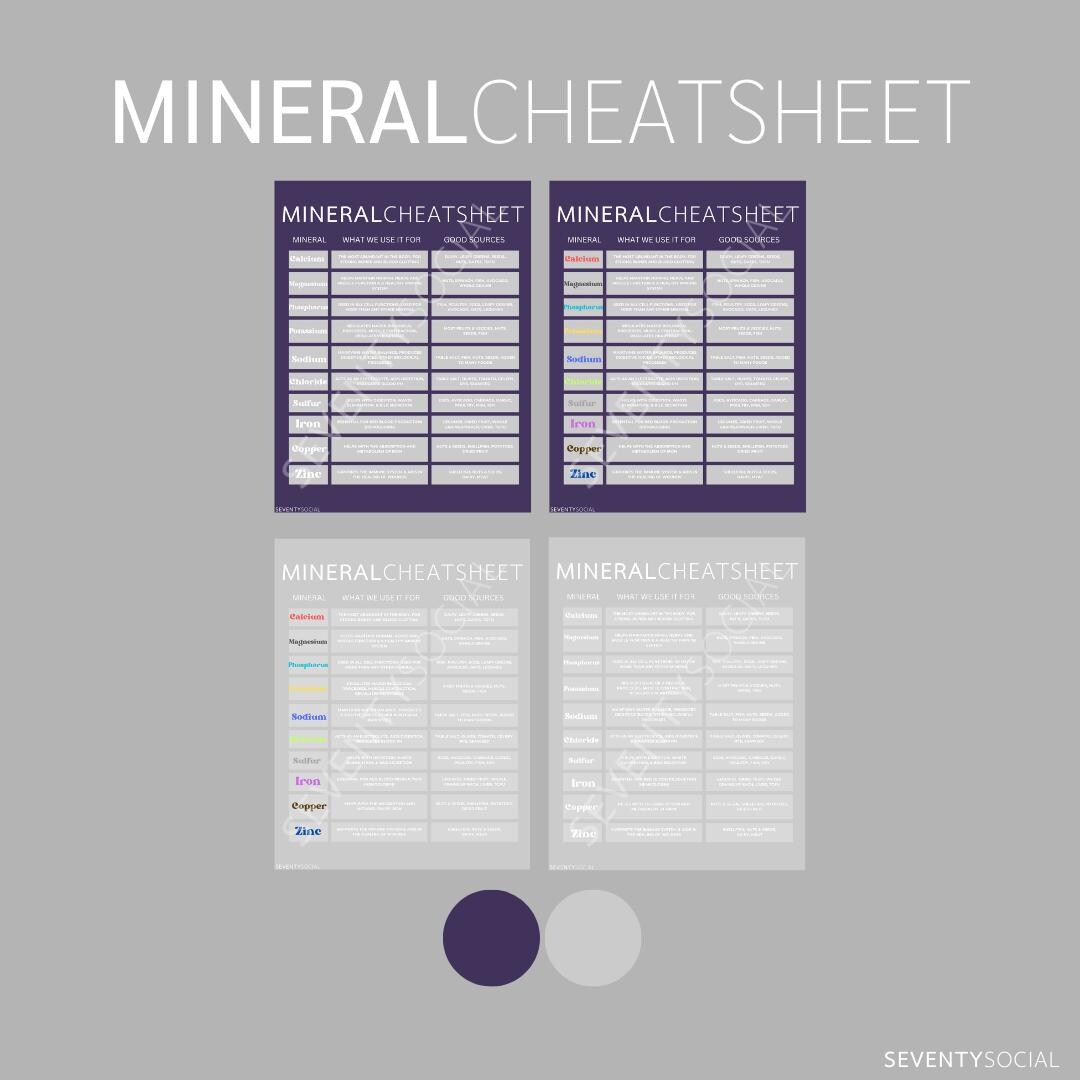 Mineral Cheat Sheet Nutrition Wellness Digital Guide Chart Poster 8.5 X ...