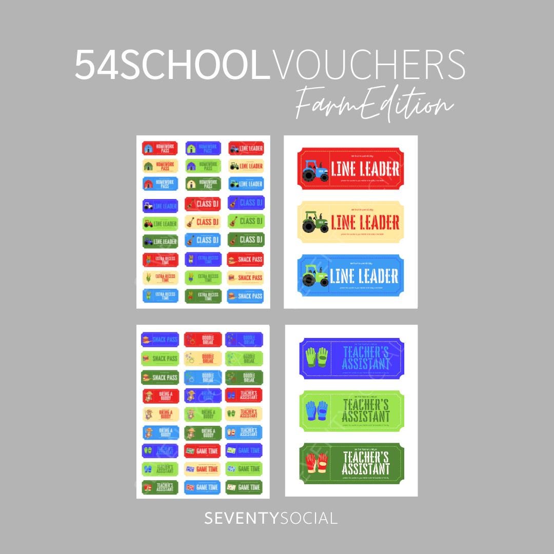 54 Farm Themed Student Reward Vouchers | Printable Student Incentive ...