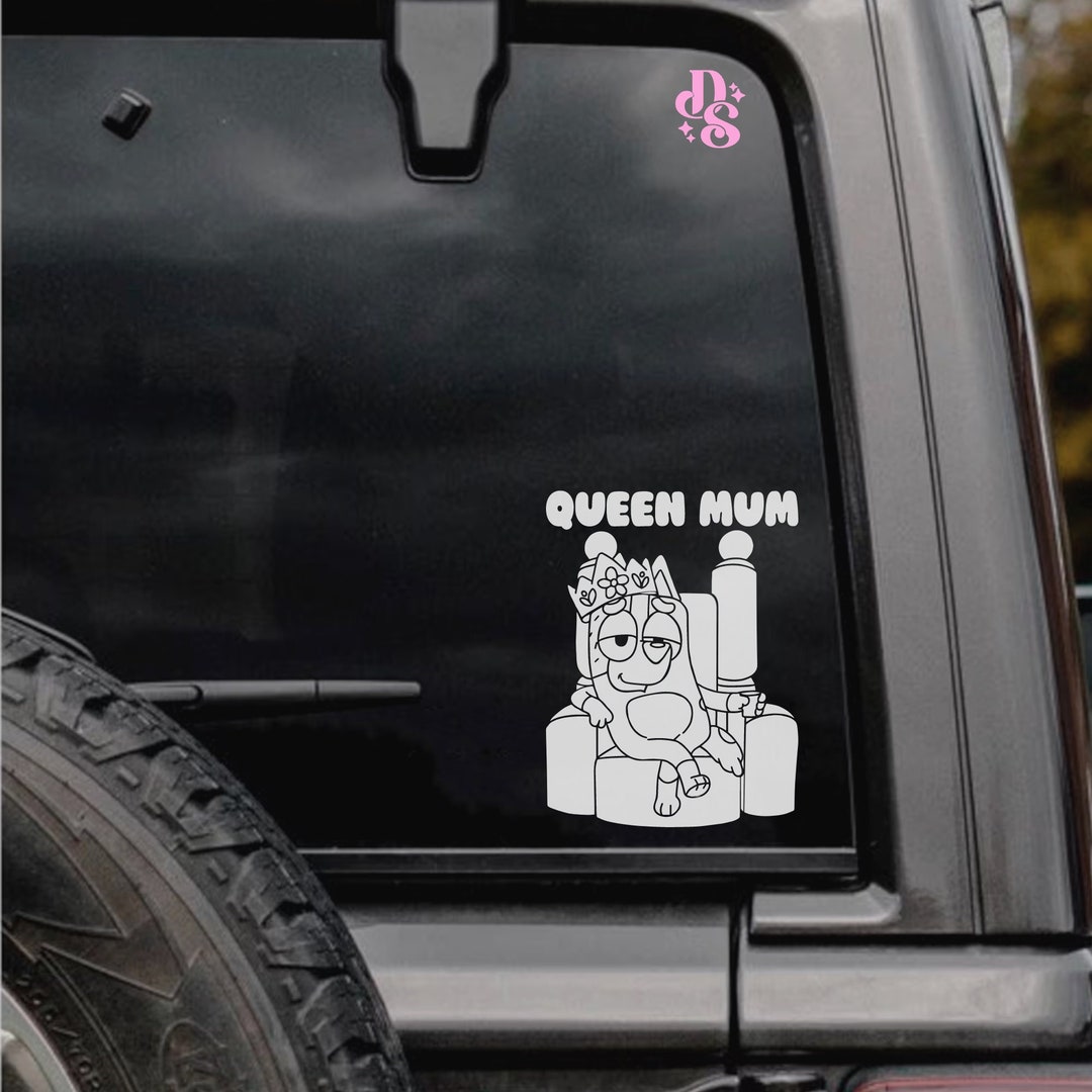 Queen Mum Decal, Bumper Decals, Bumper Stickers, Vinyl Decal White blue ...