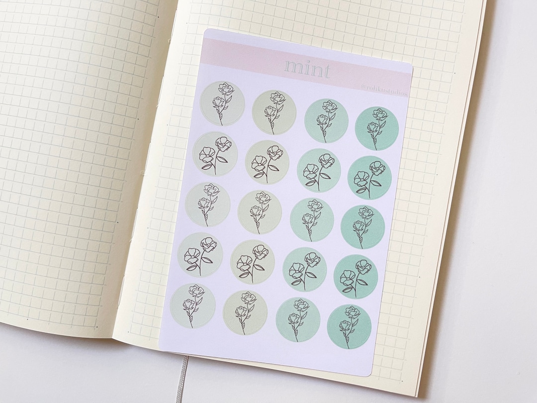 Mint Flower Bullet Journal Stickers, Planner Stickers - Etsy