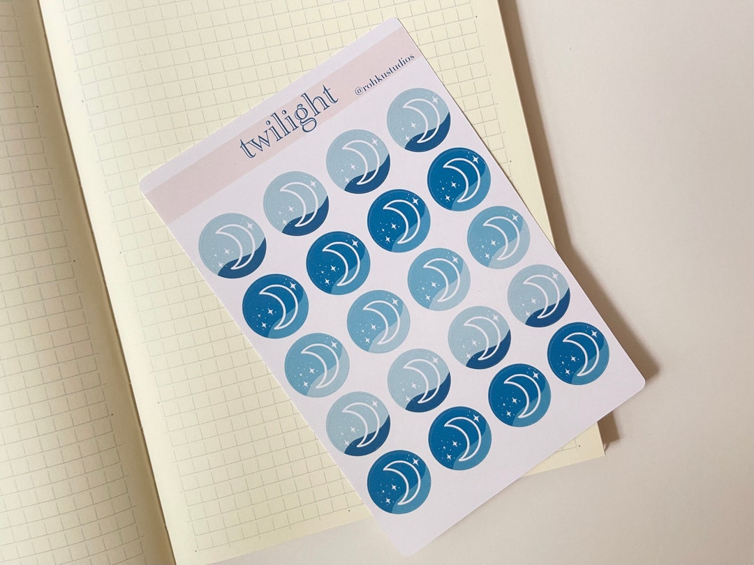 Moon Celestial Design | Twilight Color, Nighttime Sticker Sheet, Circle ...