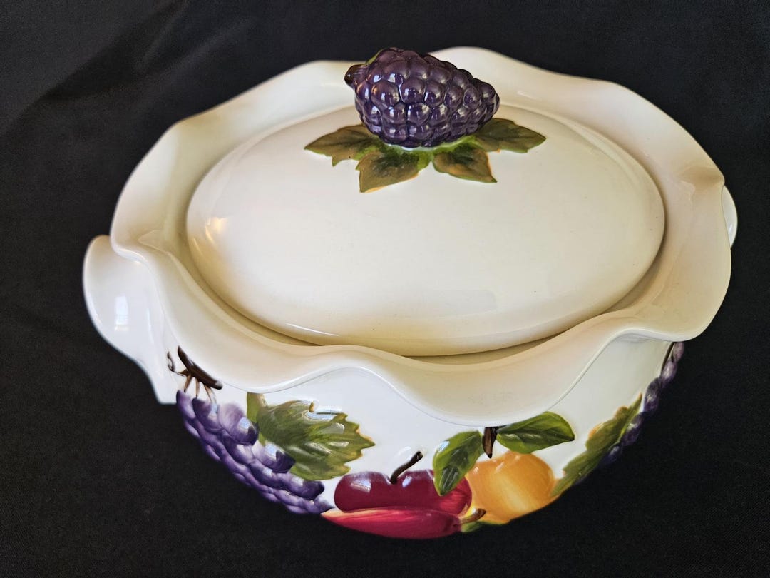 Sonoma Villa Bean Pot Casserole Dish Hand Painted Fruit Design - Etsy