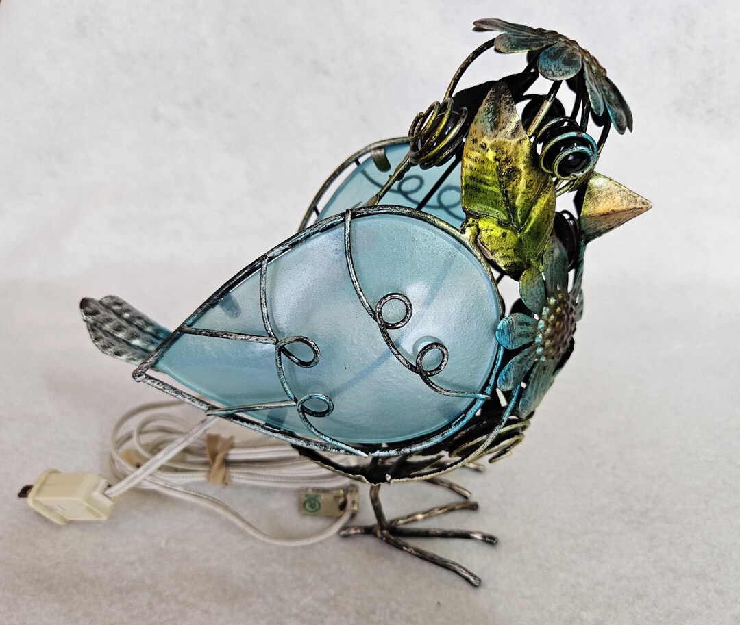 Sculpted Wrought Iron Bluebird Lamp - Etsy