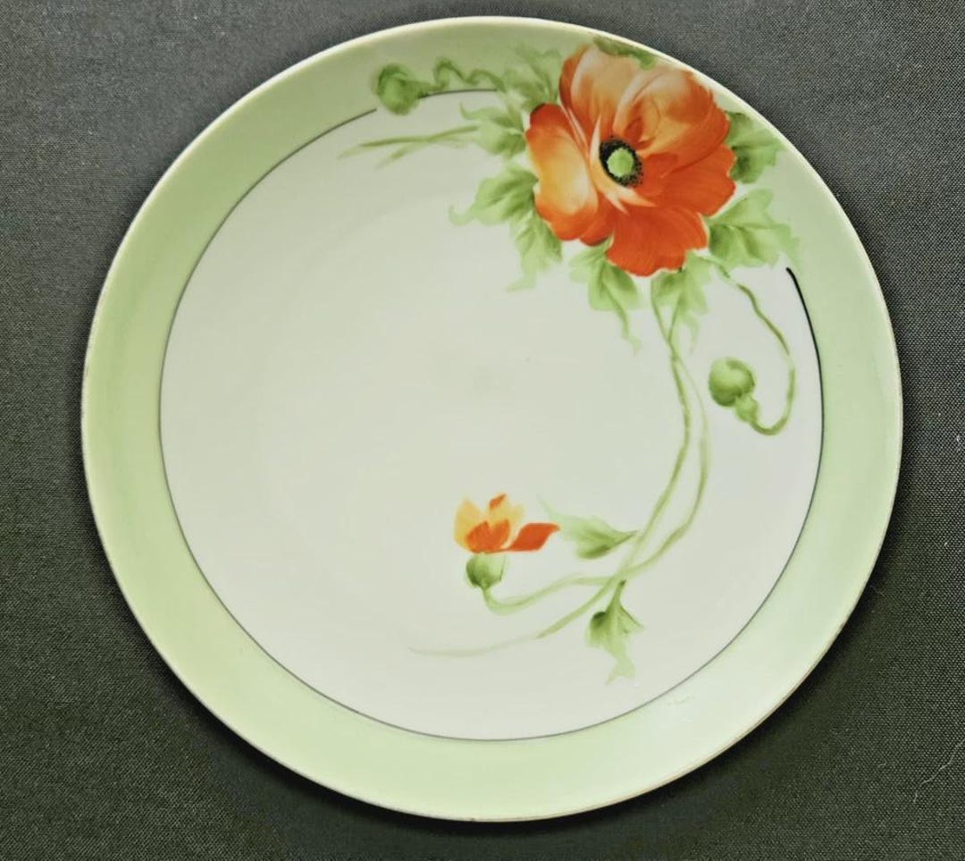 Antique Hand Painted Nippon Plate With Poppy Motif - Etsy