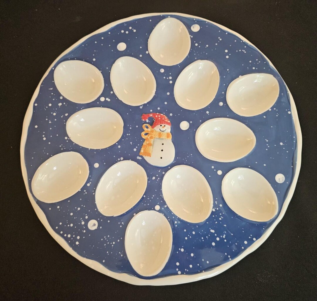 Snowman Deviled Egg Platter by St. Nicholas Square - Etsy