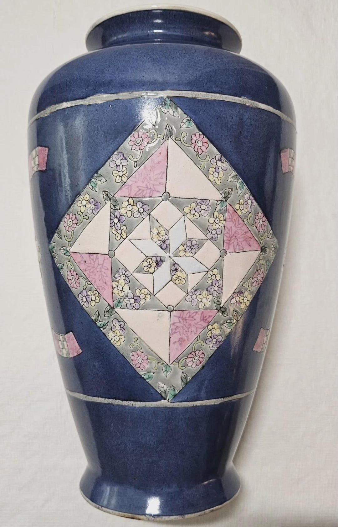 Quilt Pattern Ceramic Floor Vase - Etsy