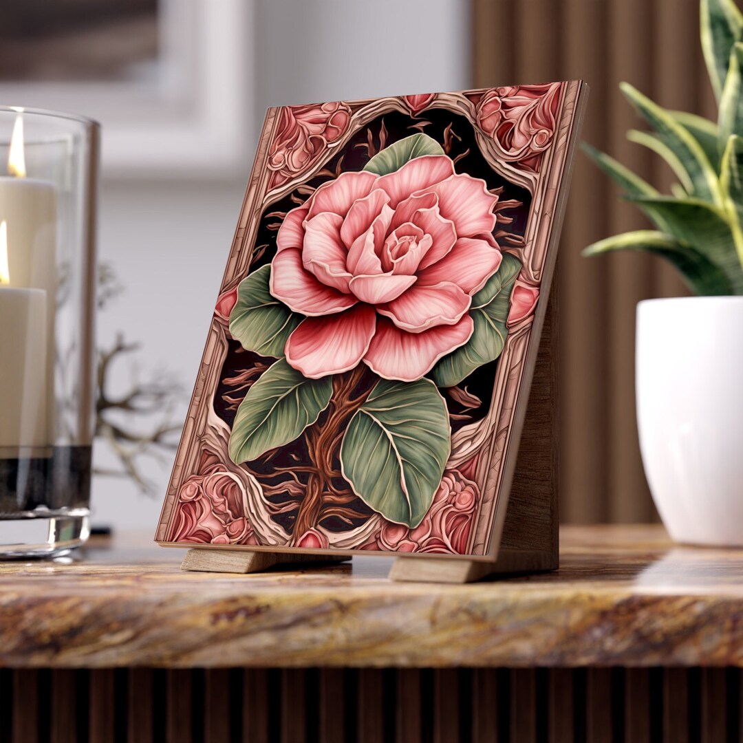 Desert Rose Ceramic Tile, Nature Inspired Kitchen Backsplash, 6x8 Wall ...