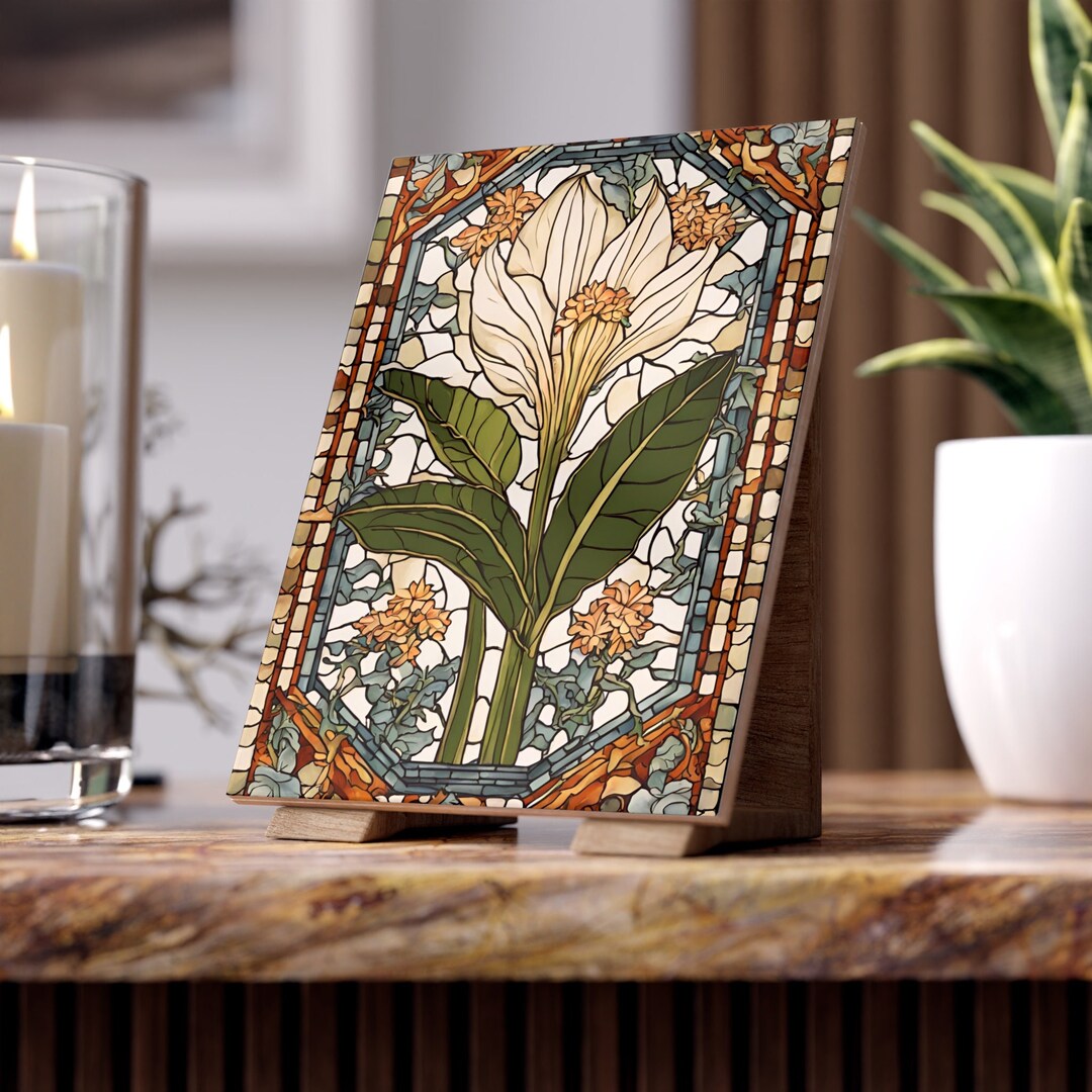 Alocasia Patterned Ceramic Tile, House Plant Kitchen Backsplash, 6x8 ...