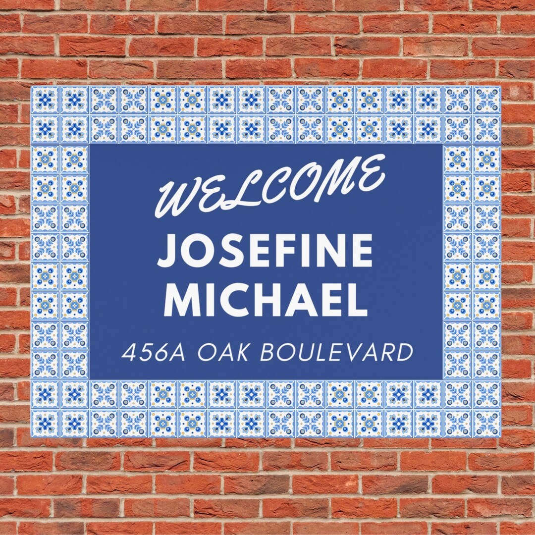 Personalized Welcome Ceramic Address Tile, Custom Modern House Numbers ...