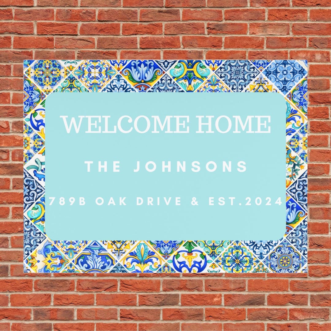 Personalized Welcome Ceramic Address Tile, Custom Modern House Numbers ...