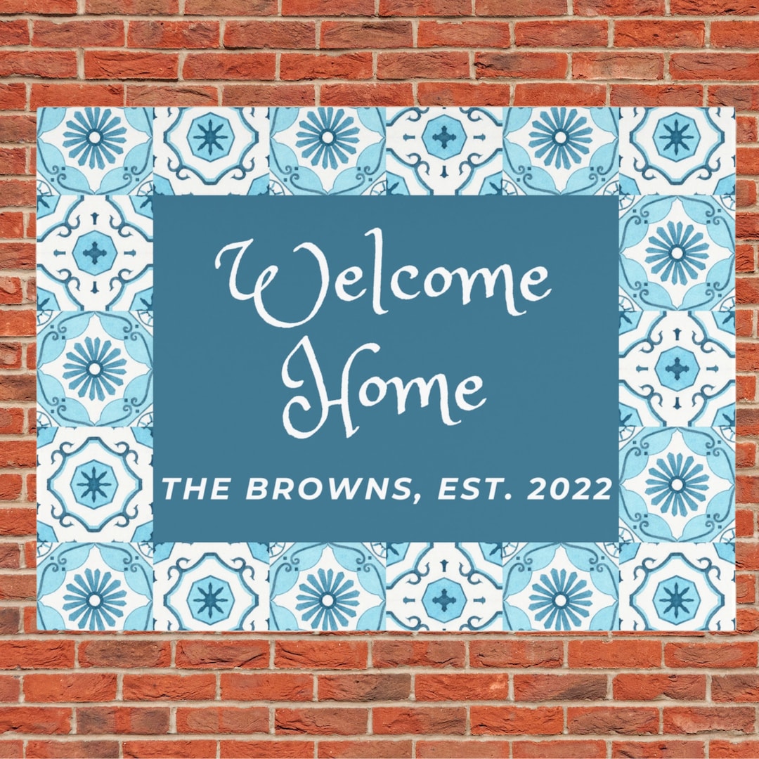 Personalized Welcome Ceramic Address Tile, Custom Modern House Numbers ...