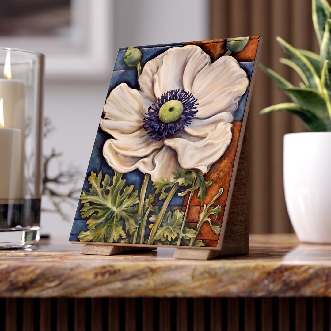 Palestinian Anemone Flower Ceramic Tile, Free Palestine Decorative Tile ...