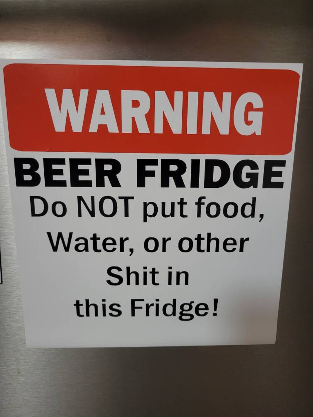 WARNING Beer Fridge Magnet for Your Mancave or Garage. Large 8x8.5 ...