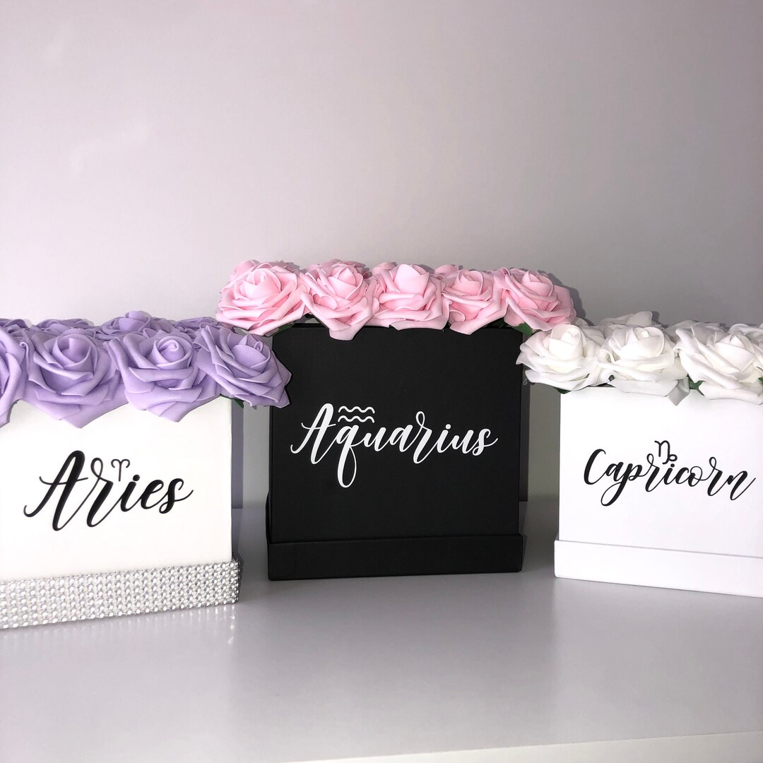 Zodiac Sign Rose Flower Box: Personalized Astrology Gift - Etsy