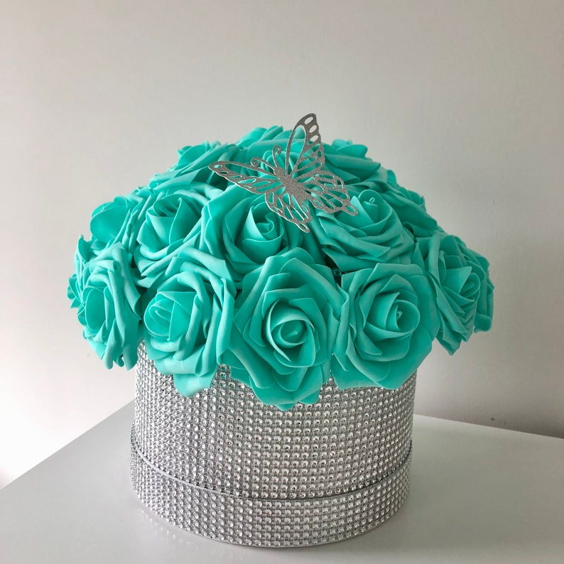 Rhinestone Flower Box Round Bling Box Rose Box Luxury - Etsy