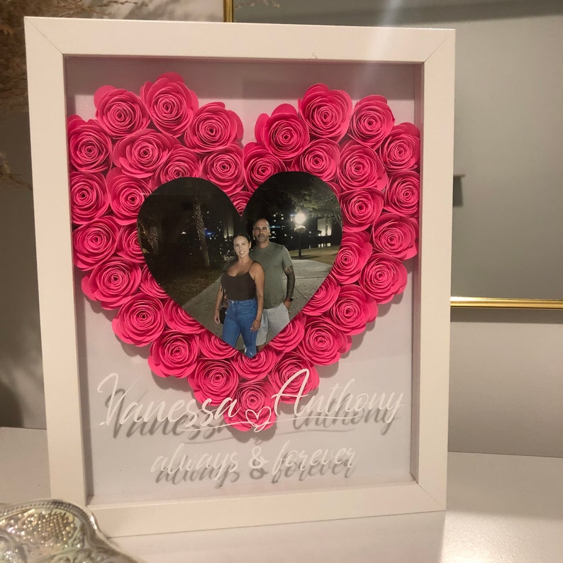Personalized Heart Shadow Box, Couples Photo Frame (8x10 In) - Etsy