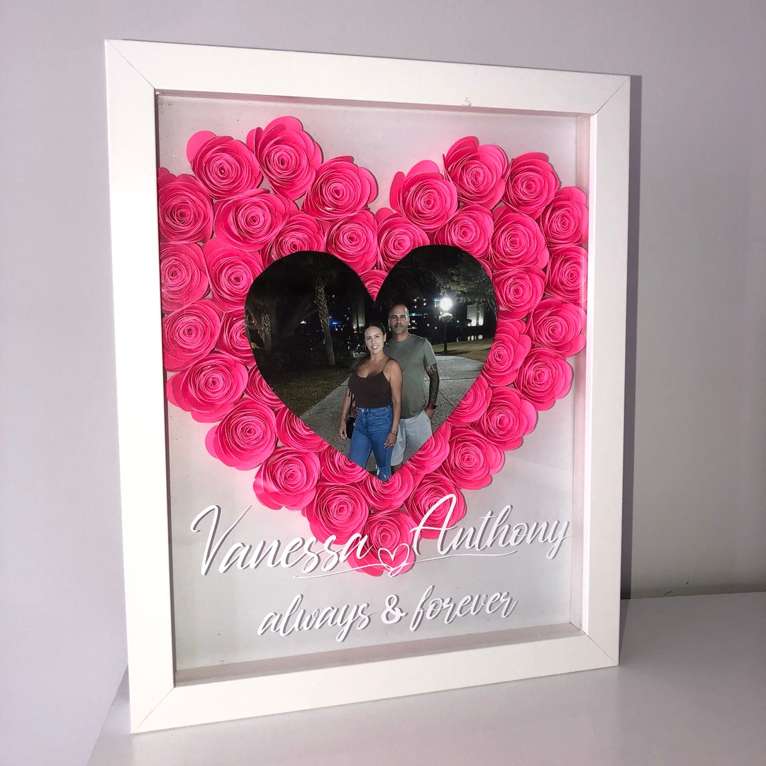 Personalized Heart Shadow Box, Couples Photo Frame (8x10 In) - Etsy