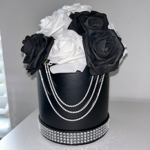Round Flower Box, Rose Box, Luxury Home Decor, Glam Decor, Rhinestones ...