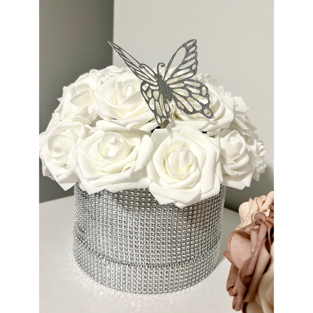 Rhinestone Flower Box, Round Bling Box, Rose Box, Luxury Flower Box ...