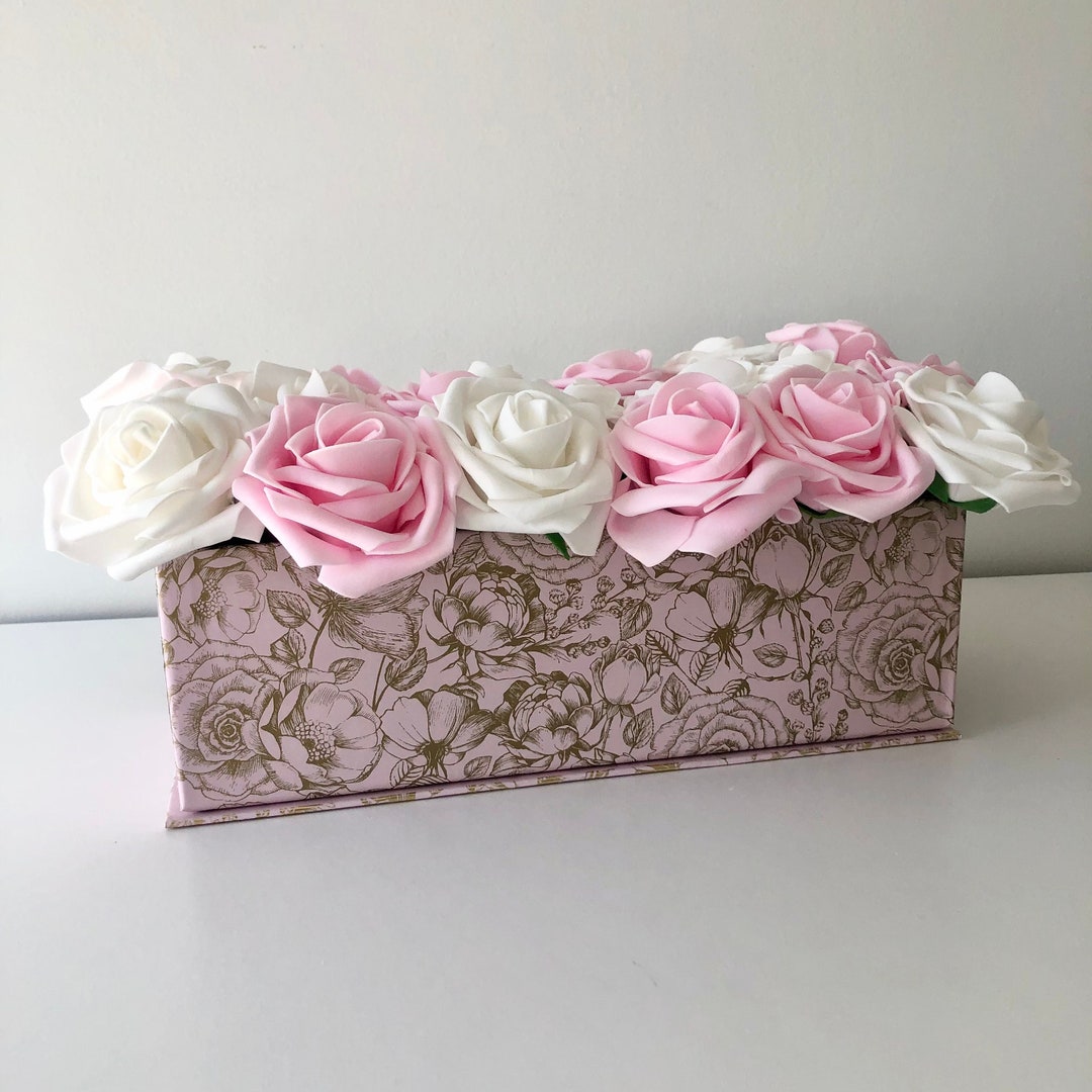 Luxury Flower Box, Rose Box, Pink and Gold Gift Box, Glam Decor, Vanity ...
