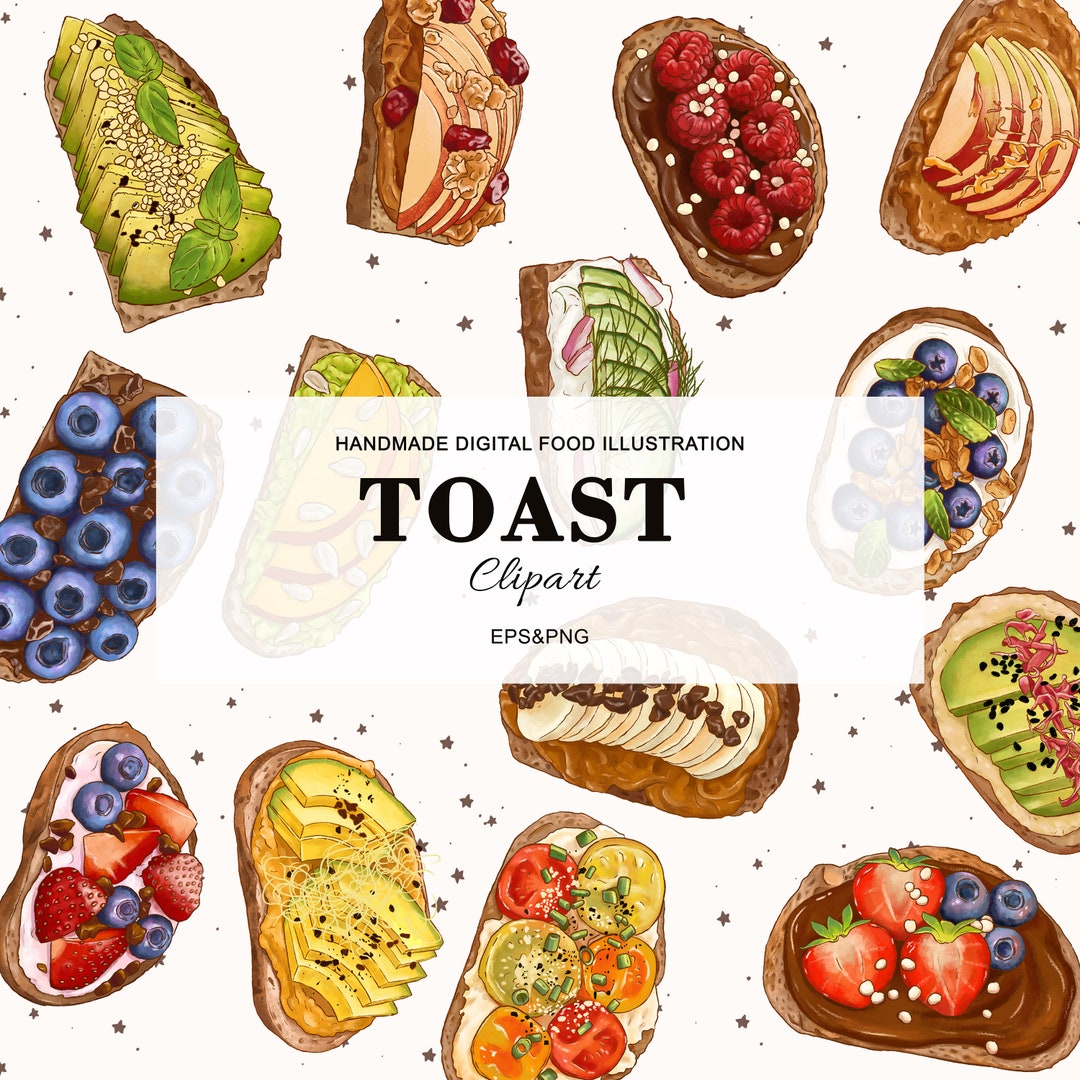 Toast Clipart, Food Clipart, Breakfast Toast, Food Illustration ...