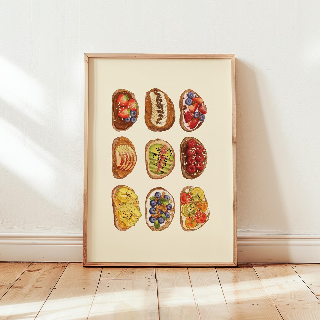 Toasted Bread Poster, Toast Illustration, Avocado Toasted Bread Drawing ...