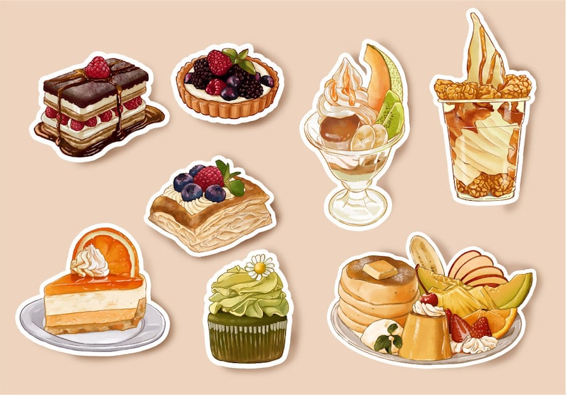 Dessert Stickers Printable Stickers Food Stickers Printable Digital ...