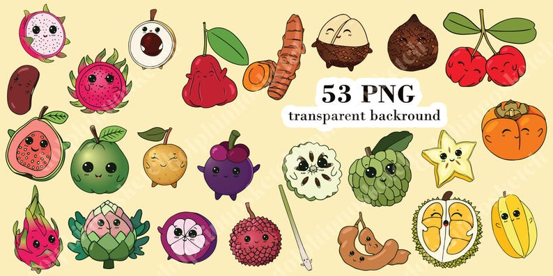 Cute Fruits Clipart, Fruits and Vegetables Clipart, Cute Fruit PNG ...