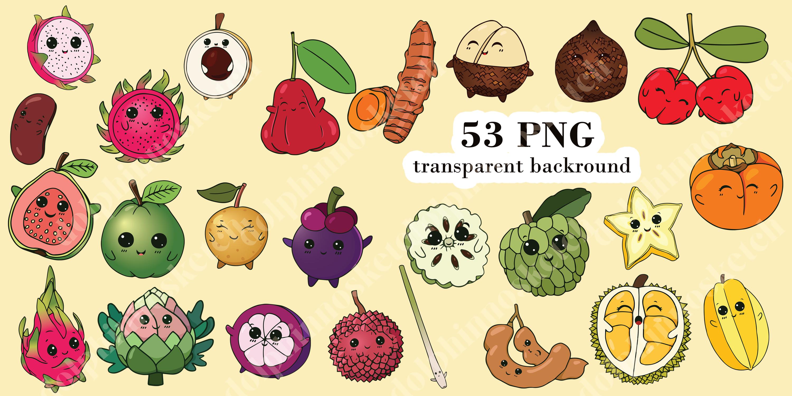 Cute Fruits Clipart, Fruits and Vegetables Clipart, Cute Fruit PNG ...