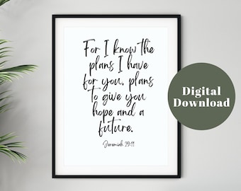 Jeremiah 29:13 Printable Bible Verse Art Print 8x10 Digital Wall Art ...