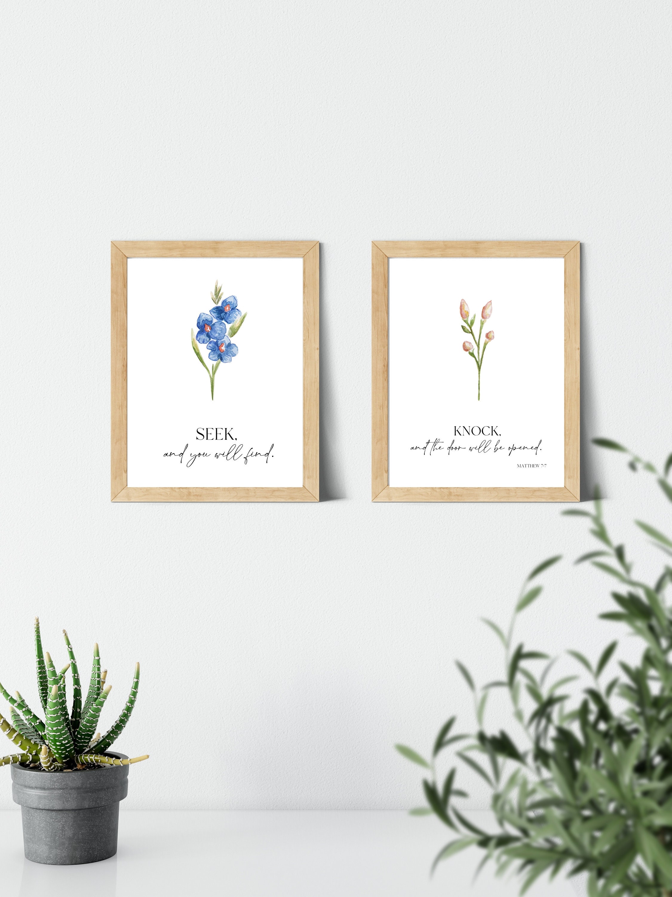 Bible Verse Wall Art | Bible Verse Printable | Matthew 7:7 | Set of Two ...