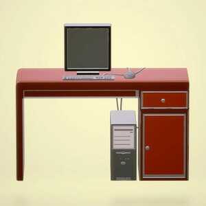 3D STL File Model Interior Decor Computer Office Table for 3D Printing ...