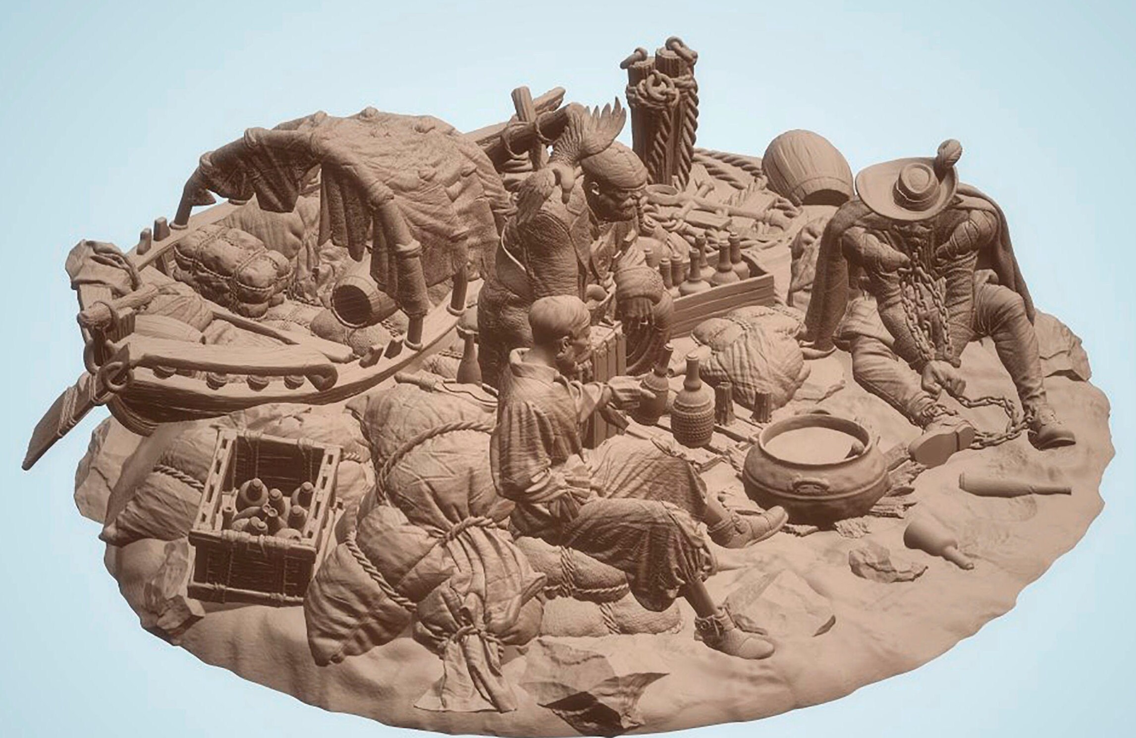 STL Diorama Pirata With a Prisonrer / 3D Model for 3D Printing - Etsy