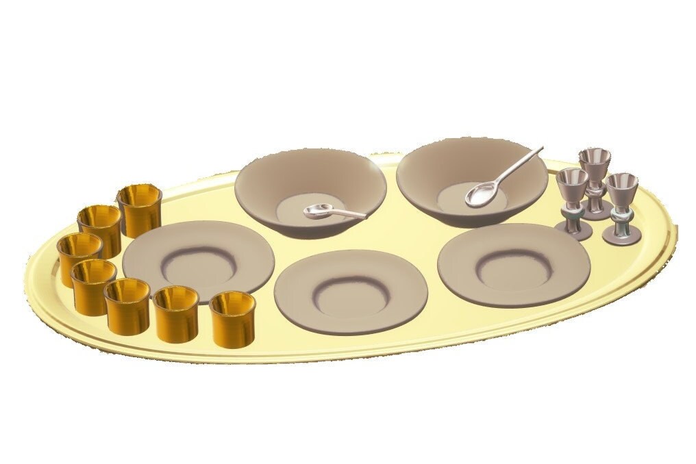 3D STL File Model Interior Decor Tray With Dishes for 3D - Etsy