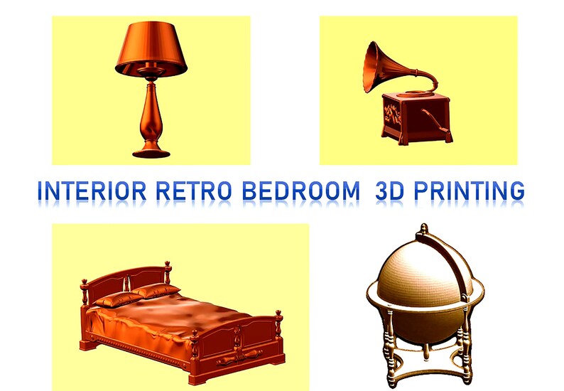 3D STL Files Models Interior Decor Retro Bedroom for 3D Printing Resin ...
