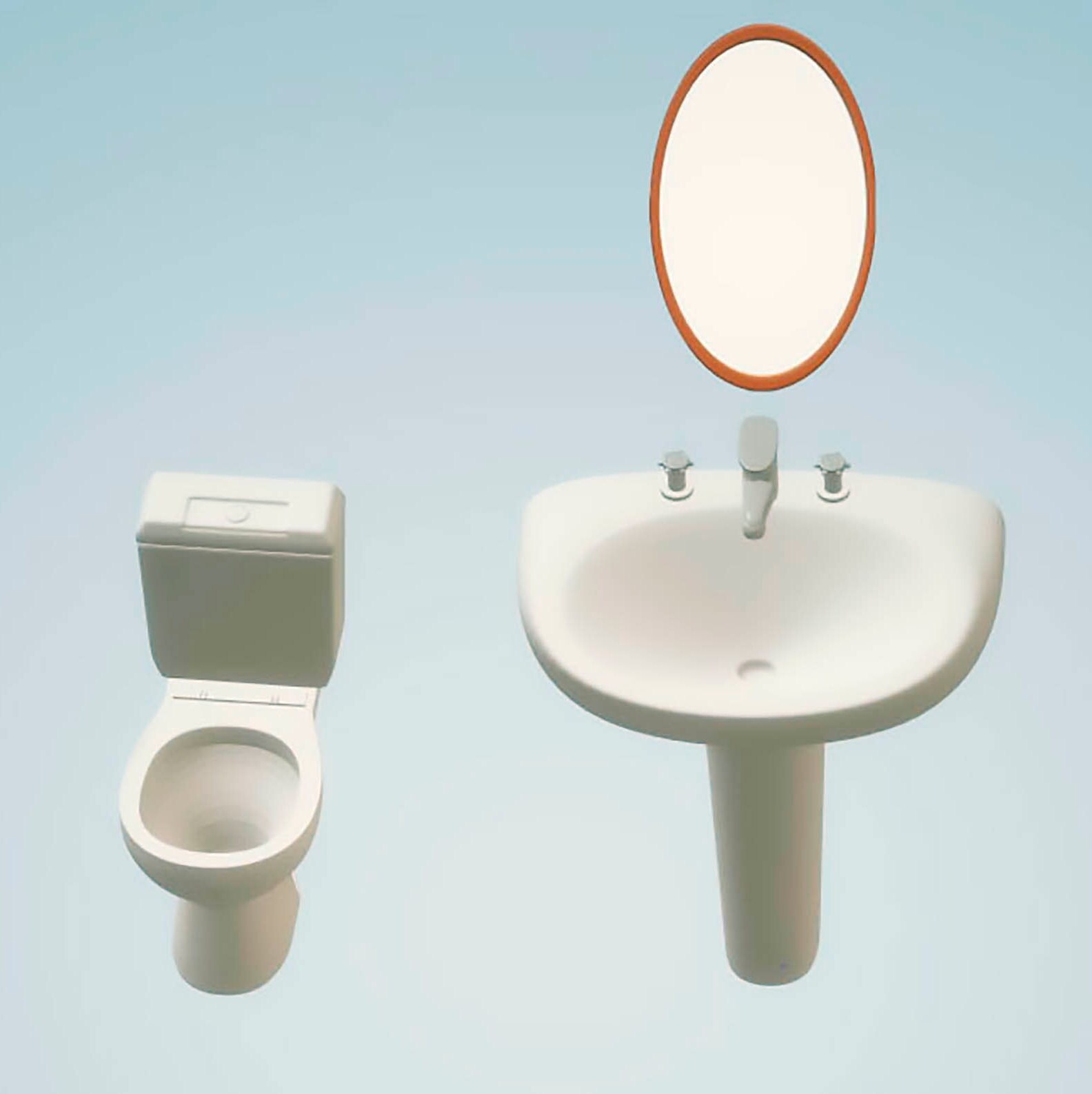 3D STL File Model Interior Decor Toilet and Sink and Glass for 3D ...