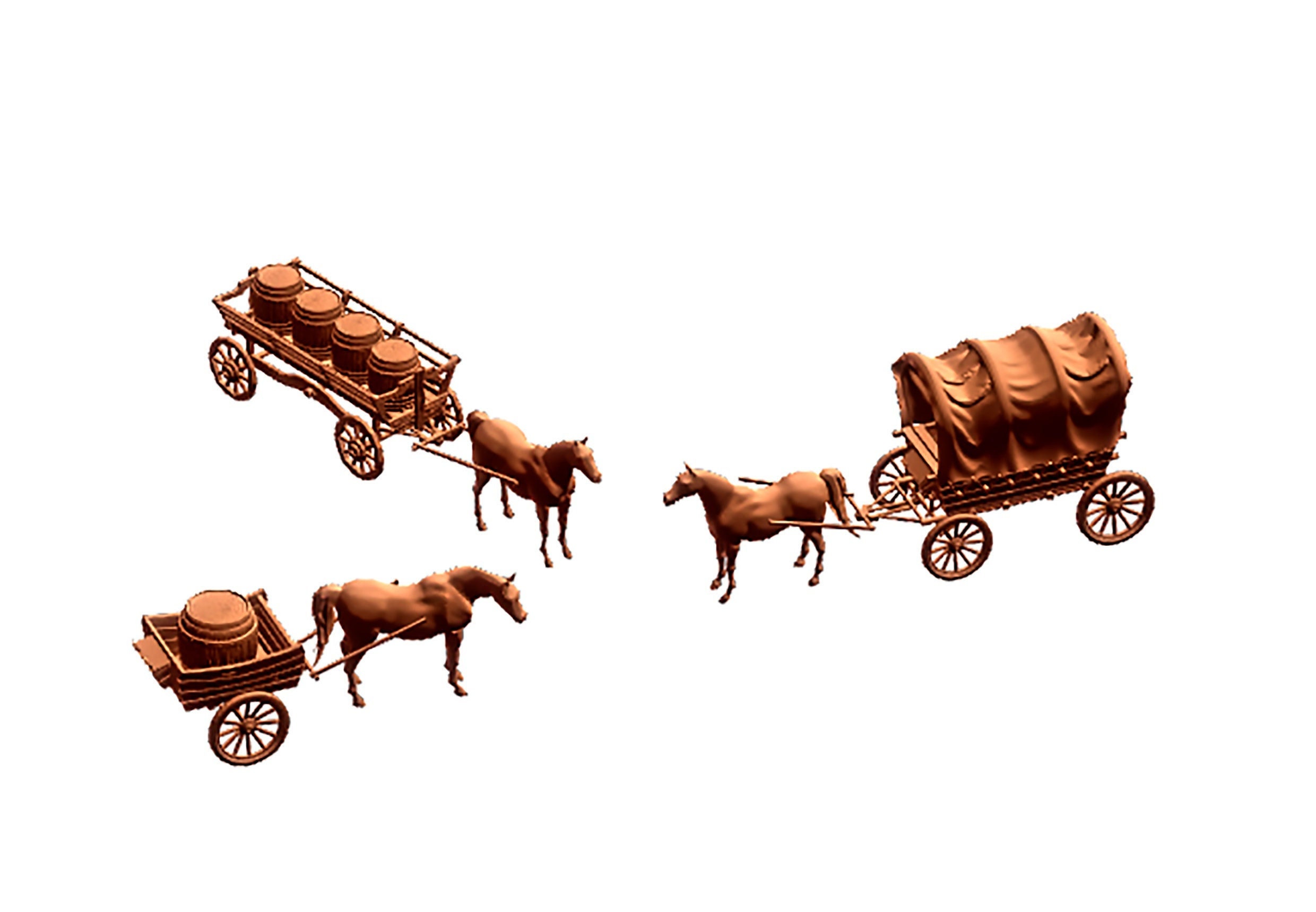 3D STL File Model Wild West Carriages and Horses for 3D Printing - Etsy
