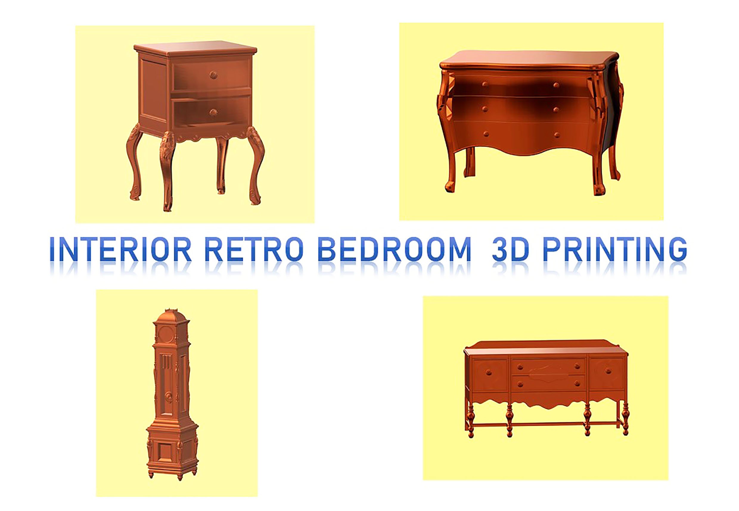 3D STL Files Models Interior Decor Retro Bedroom for 3D Printing Resin ...