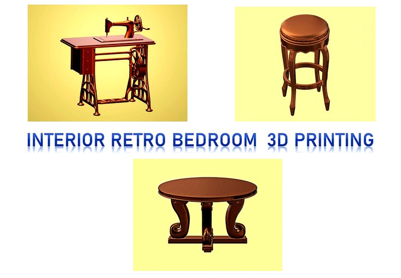 3D STL Files Models Interior Decor Retro Bedroom for 3D Printing Resin ...