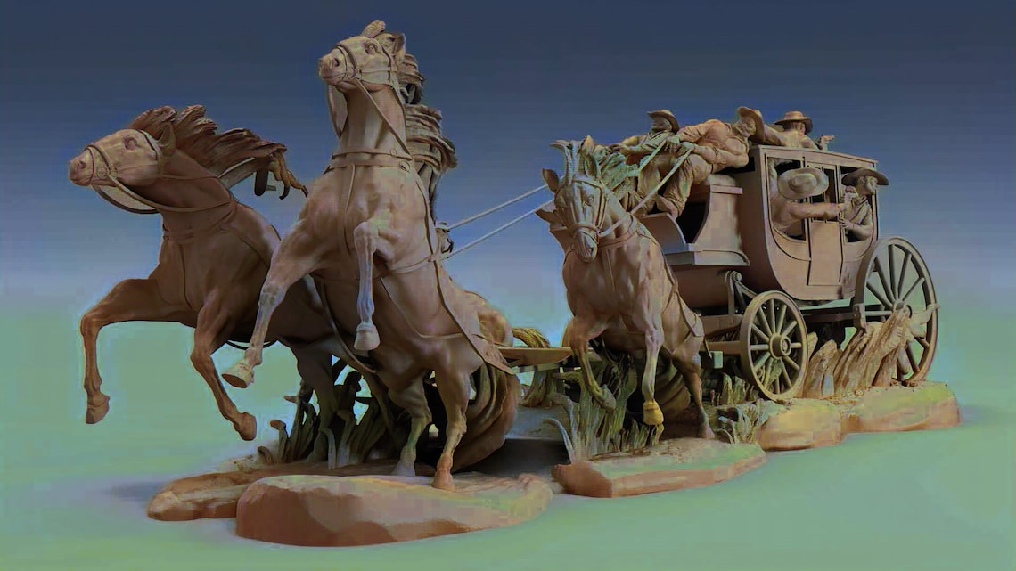 3D STL File Model Stagecoach Wild West for 3D Printing | Etsy