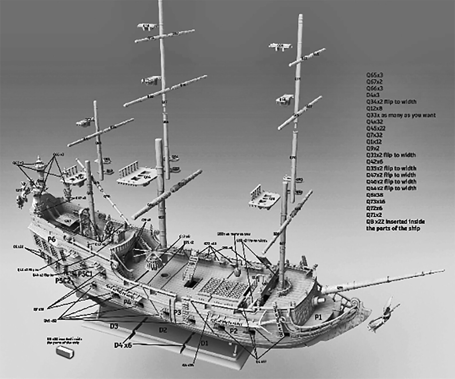 3D Model for 3D Printing / Pirate Ship | Etsy